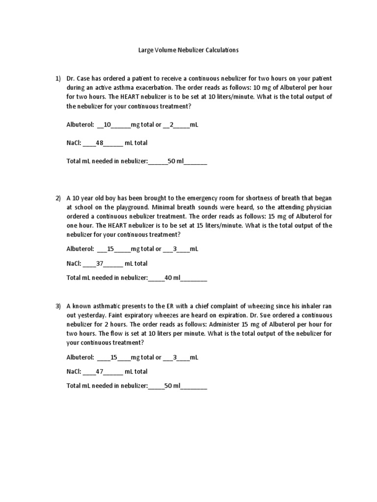 Continuous Nebulizer Dosing Guide | PDF | Self-Improvement | Wellness