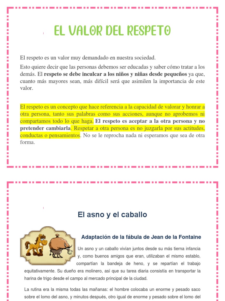 El Valor Del Respeto Pdf Pdf Burro Caballos