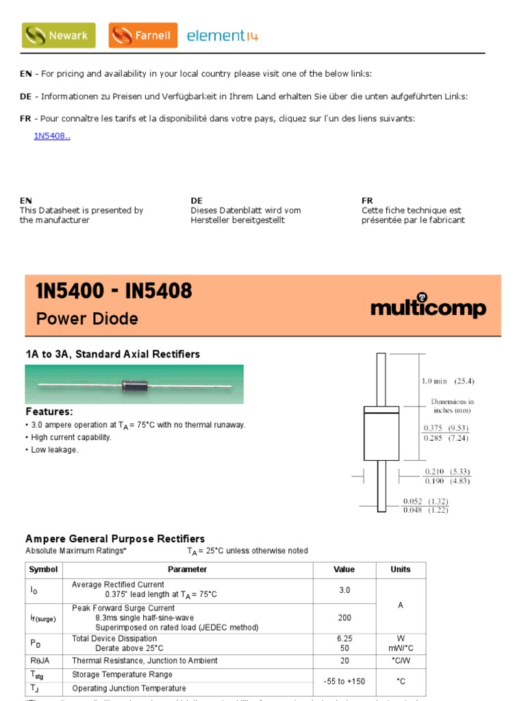 Axial Recti | PDF | Rectifier | Diode