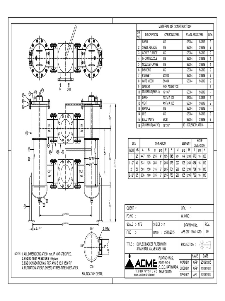 Dimensional Drawings and Materials Specifications for a Duplex Basket ...
