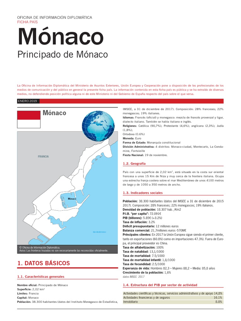 Monaco - Ficha Pais | PDF | Mónaco | Francia