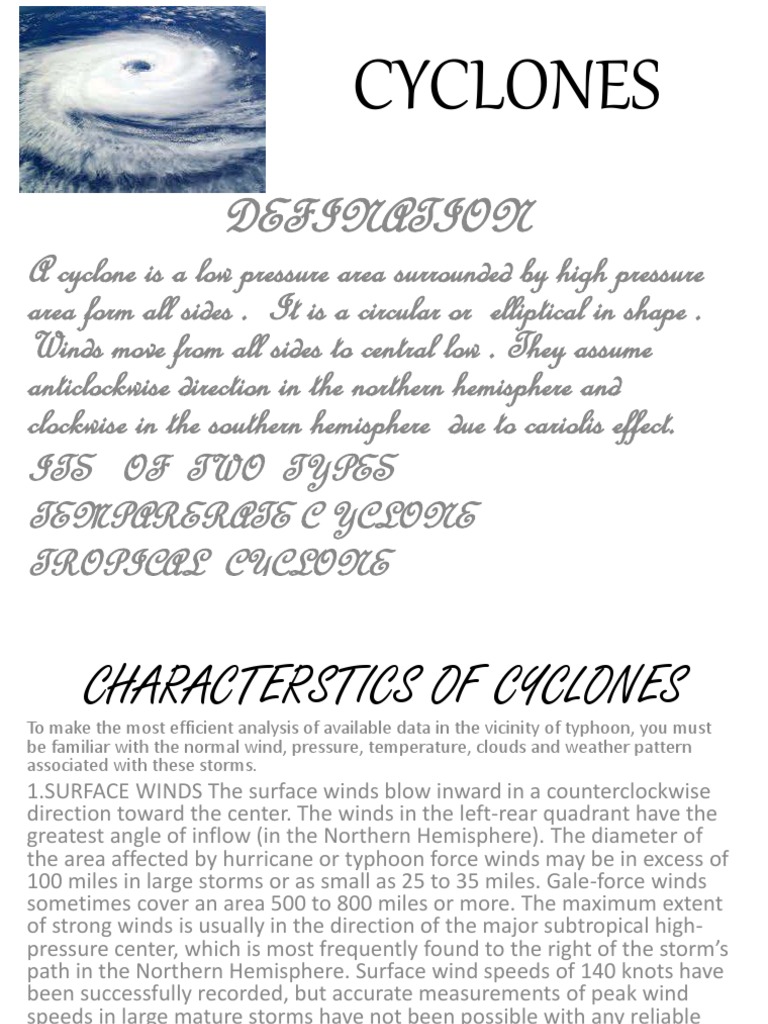 Defination: Cyclones | PDF | Tropical Cyclones | Atmospheric Circulation