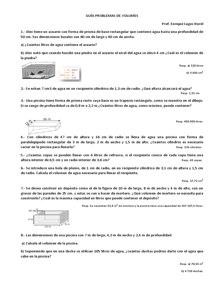 Guía Problemas de Volumenes | PDF | Geometría euclidiana | Naturaleza