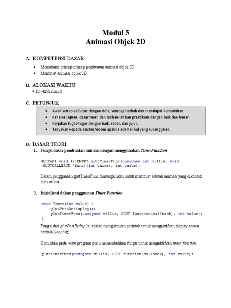 Modul 5 Animasi Dasar 2d | PDF