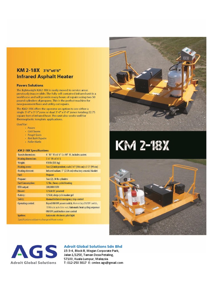 KMI-Infrared Asphalt Heater 2-18X