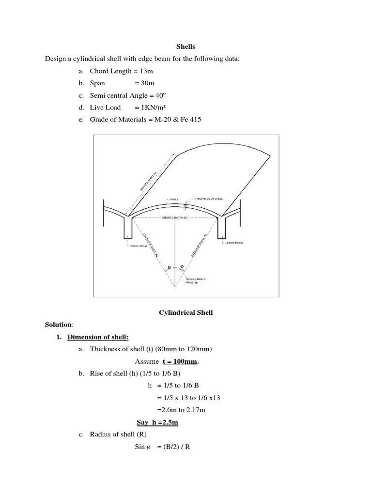 Design of Shells (Example Problem) | PDF | Bending | Beam (Structure)