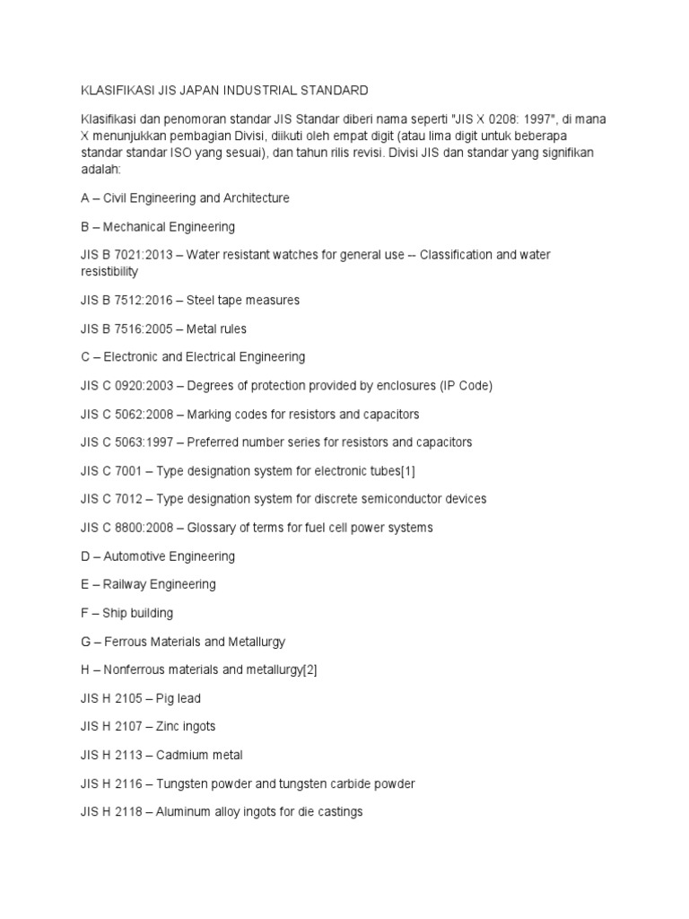 Klasifikasi Jis Japan Industrial Standard | PDF | Alloy | Copper