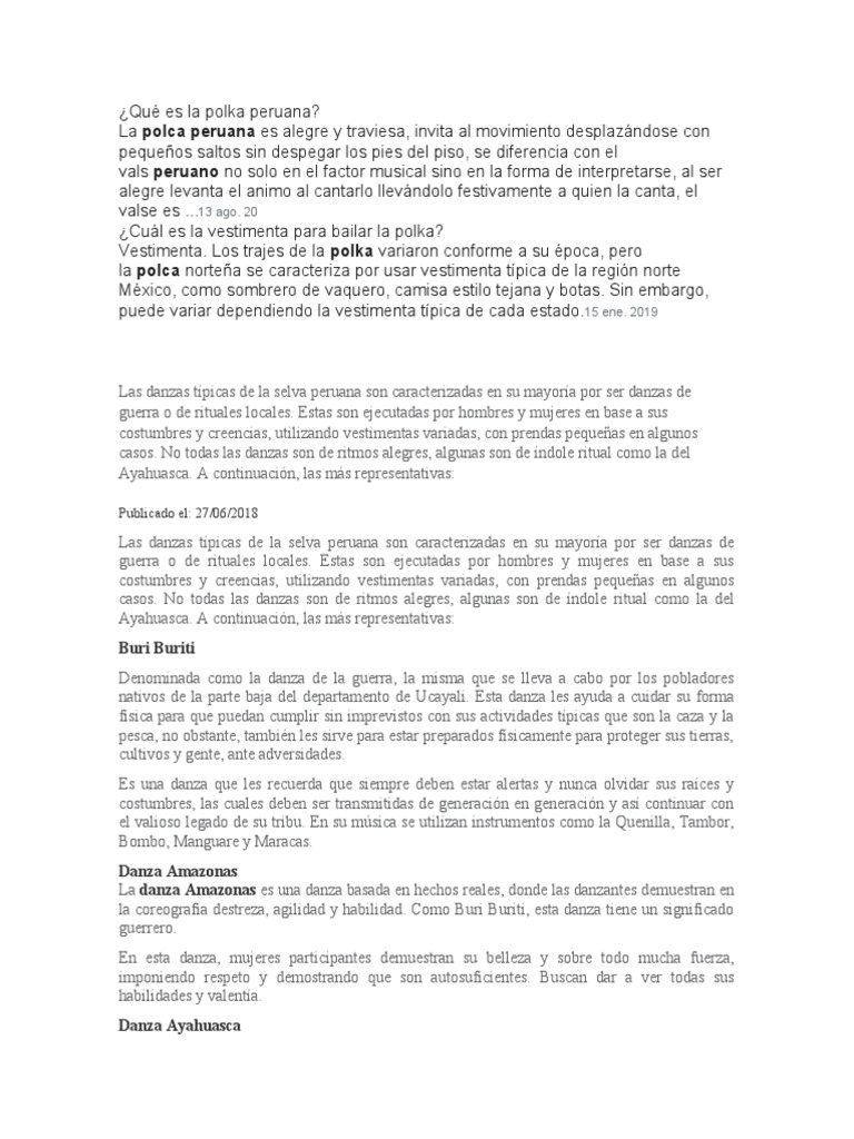 Qué Es La Polka Peruana | PDF | Bailes | Chamanismo