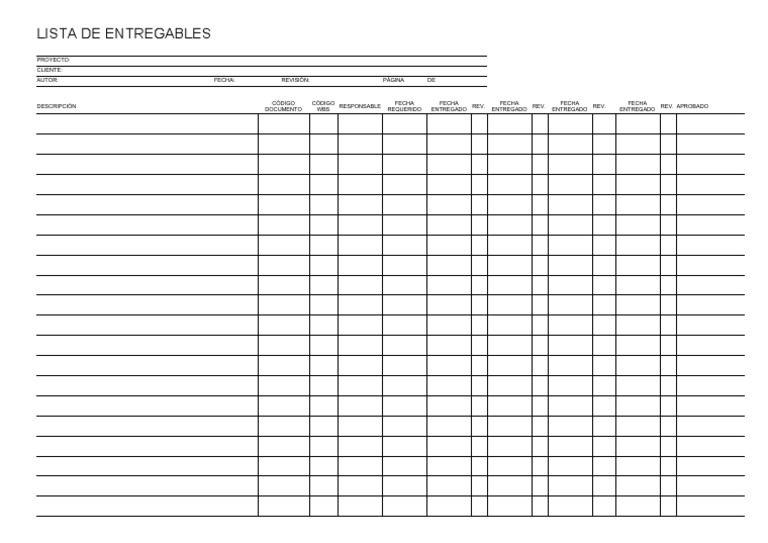 Lista de Entregables | PDF