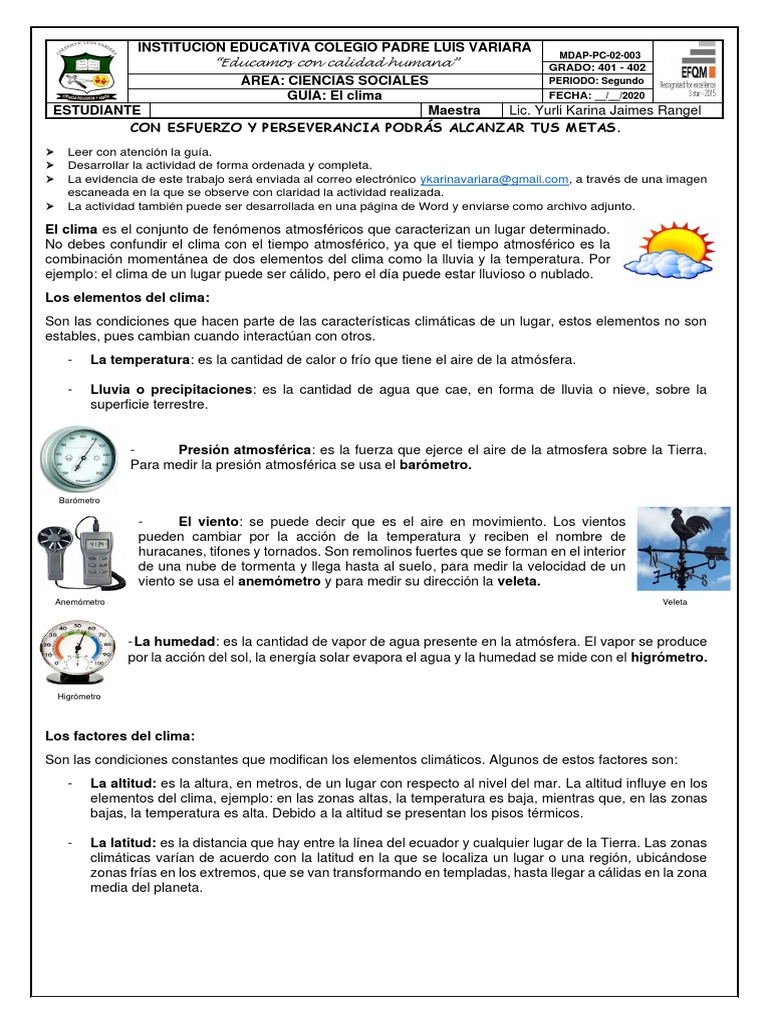 Guía El Clima 4° | PDF | Clima | Atmósfera