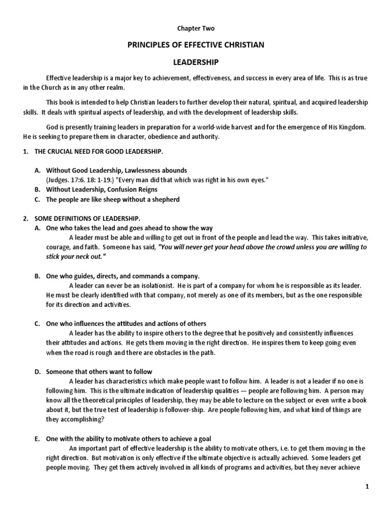 Chapter 2 Principles of Effective Christian Leadership | PDF | Courage ...