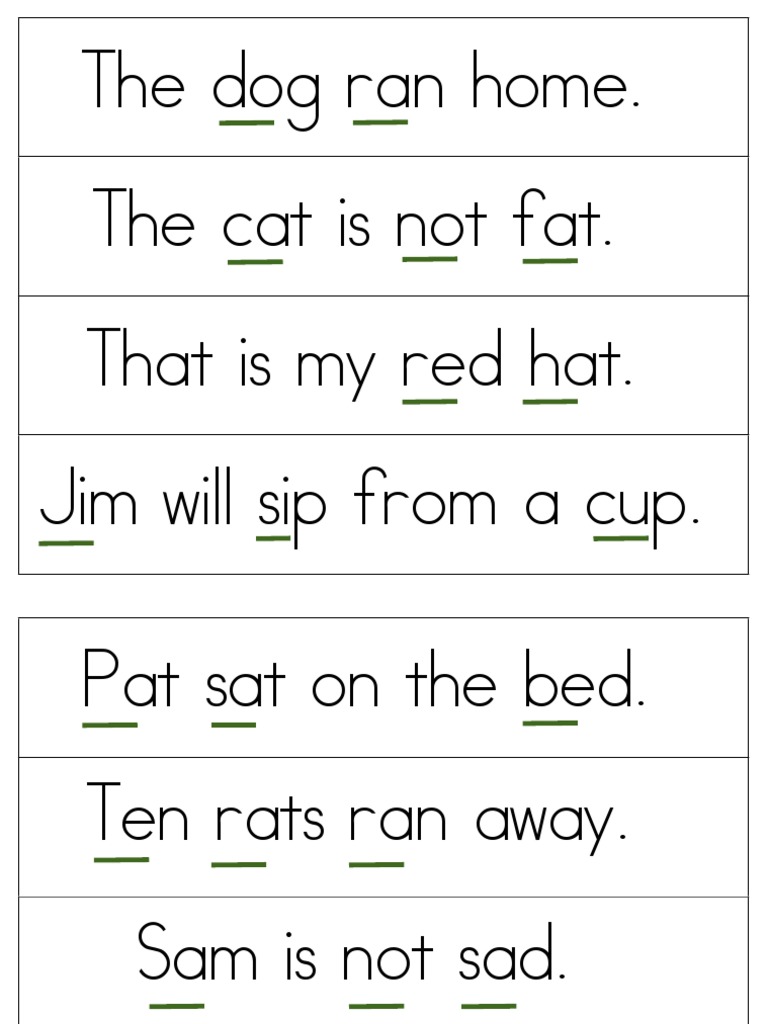 Sentences For Blending Practice PDF | PDF