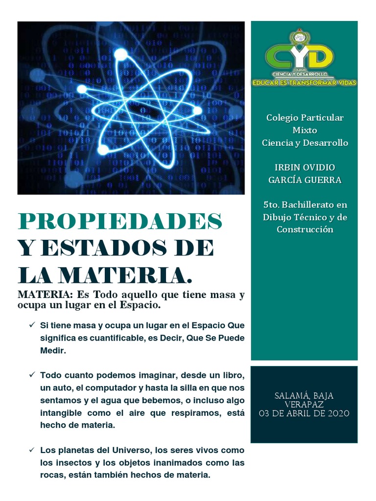 Propiedades y Estados de La Materia | PDF | Gases | Líquidos