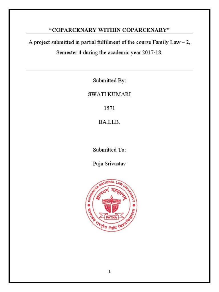 Coparcenary in Hindu Law Explained | PDF | Concurrent Estate | Inheritance