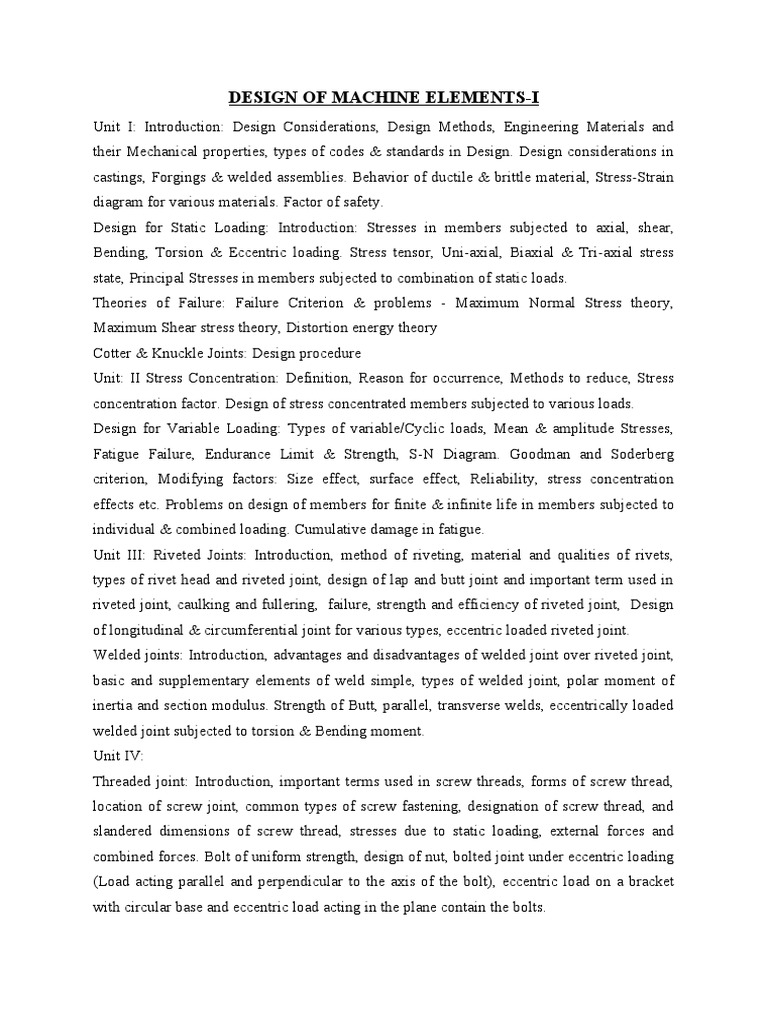 Design of Machine Elements-I | Download Free PDF | Screw | Stress ...