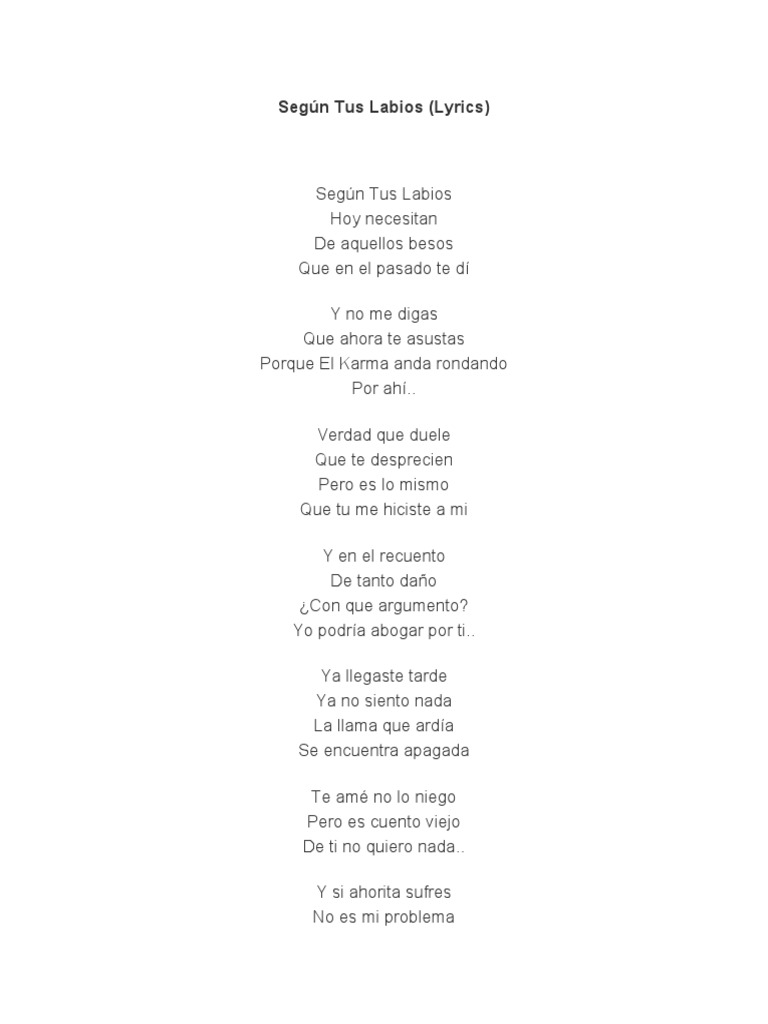 Según Tus Labios | PDF