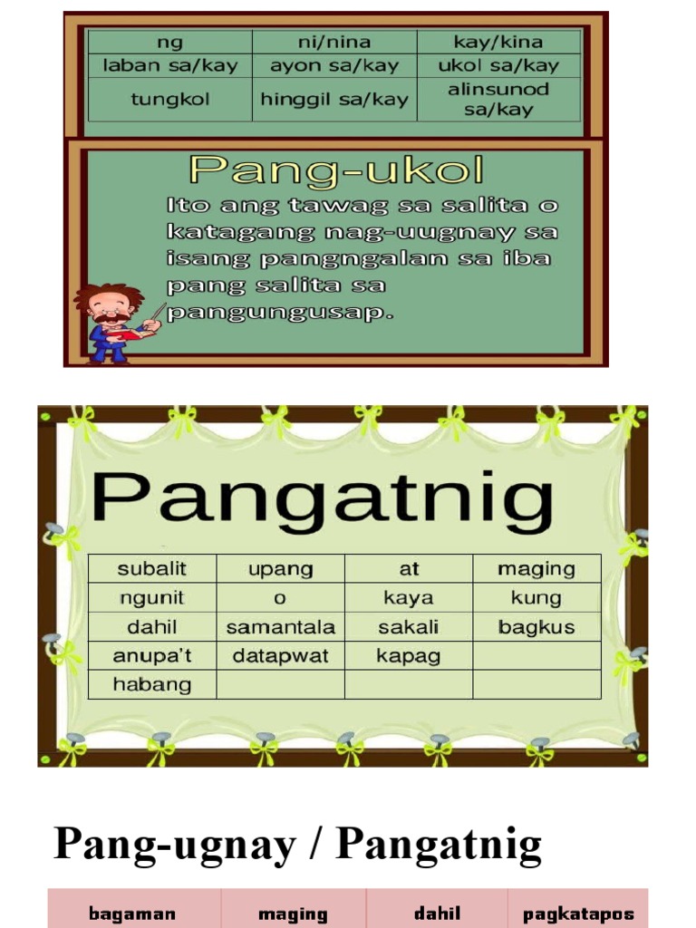 Pangatnig, Pang-Ugnay, Pang-Ukol, Ingklitik | PDF