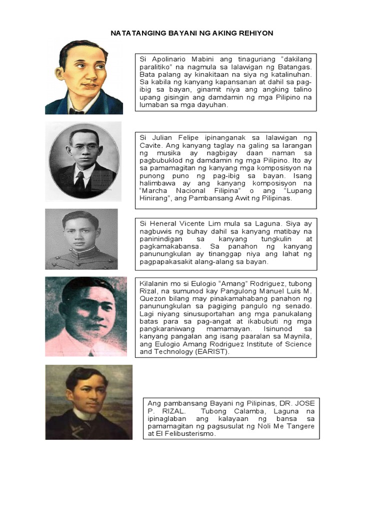 Natatanging Bayani Ng Aking Rehiyon Pdf