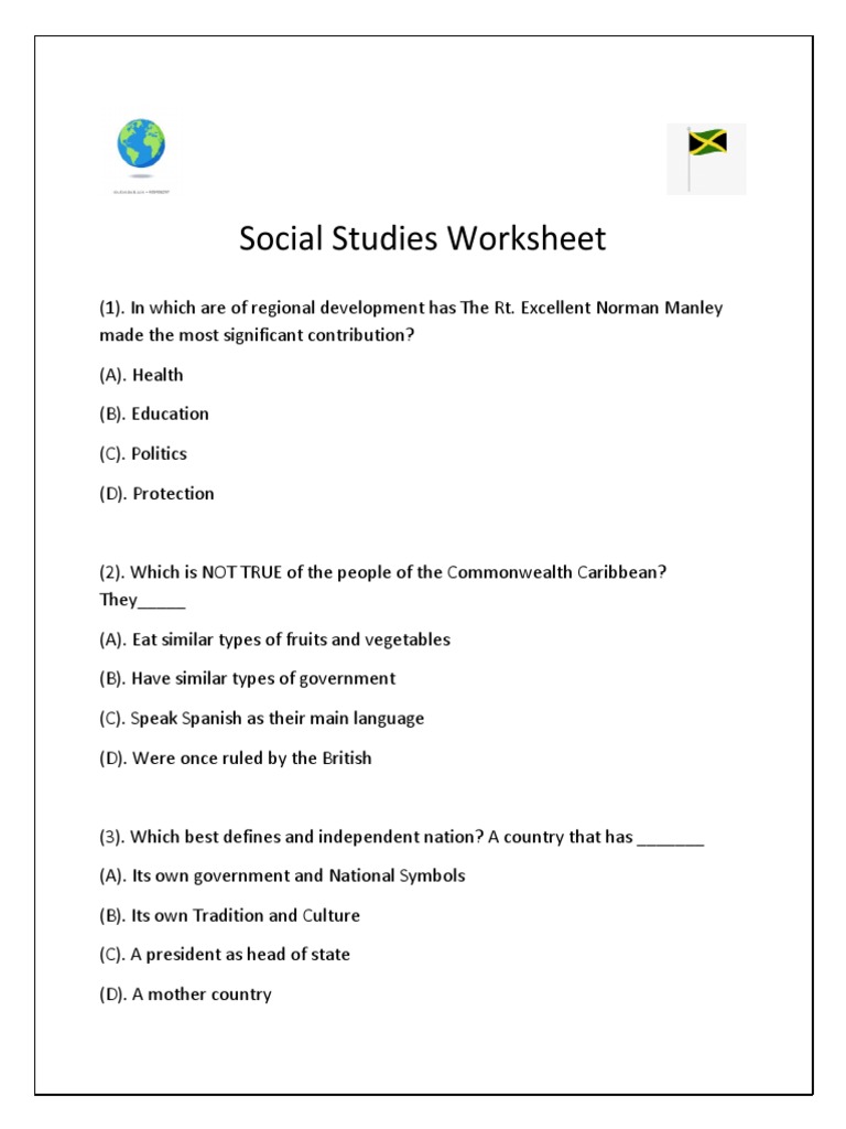 Grade 5 Social Studies Worksheet | PDF | Jamaica | Caribbean