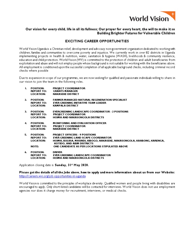 World Vision Advert 21.05.2020 EXT. | PDF | World Vision International ...