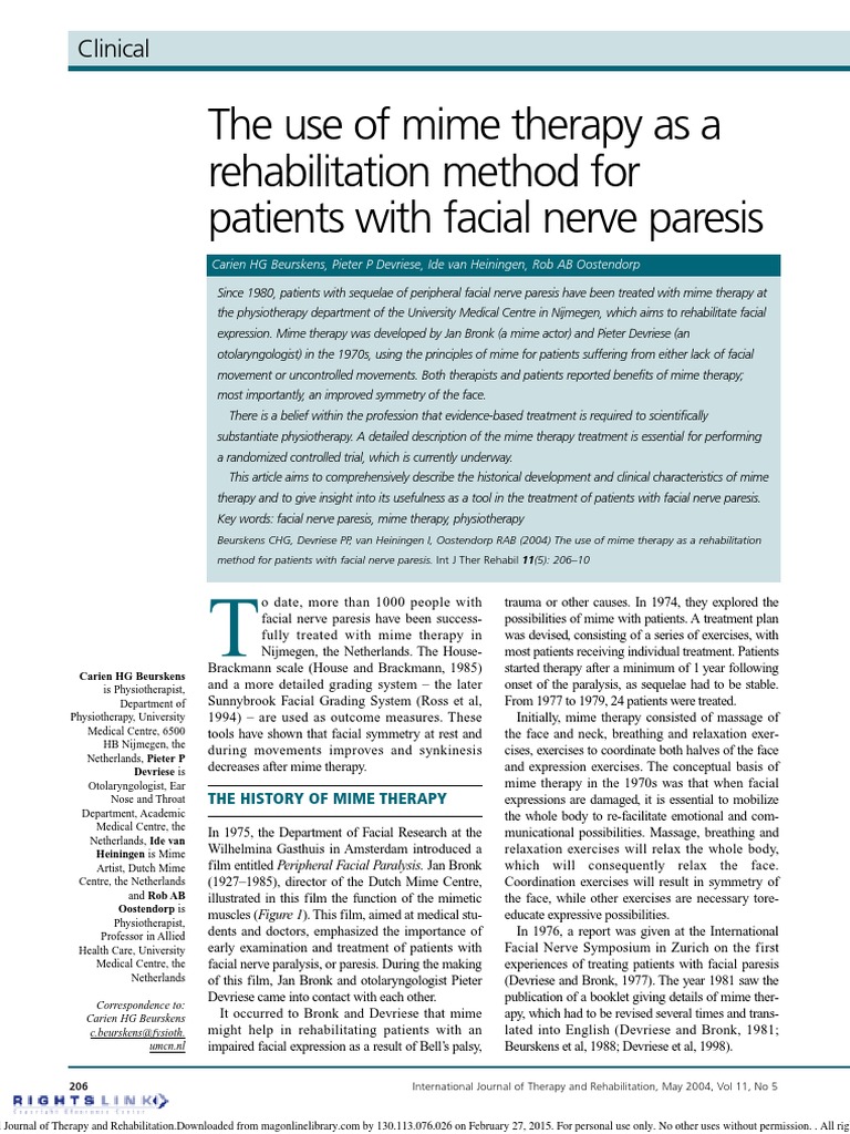 The Use of Mime Therapy As A Rehabilitation Method For Patients With ...