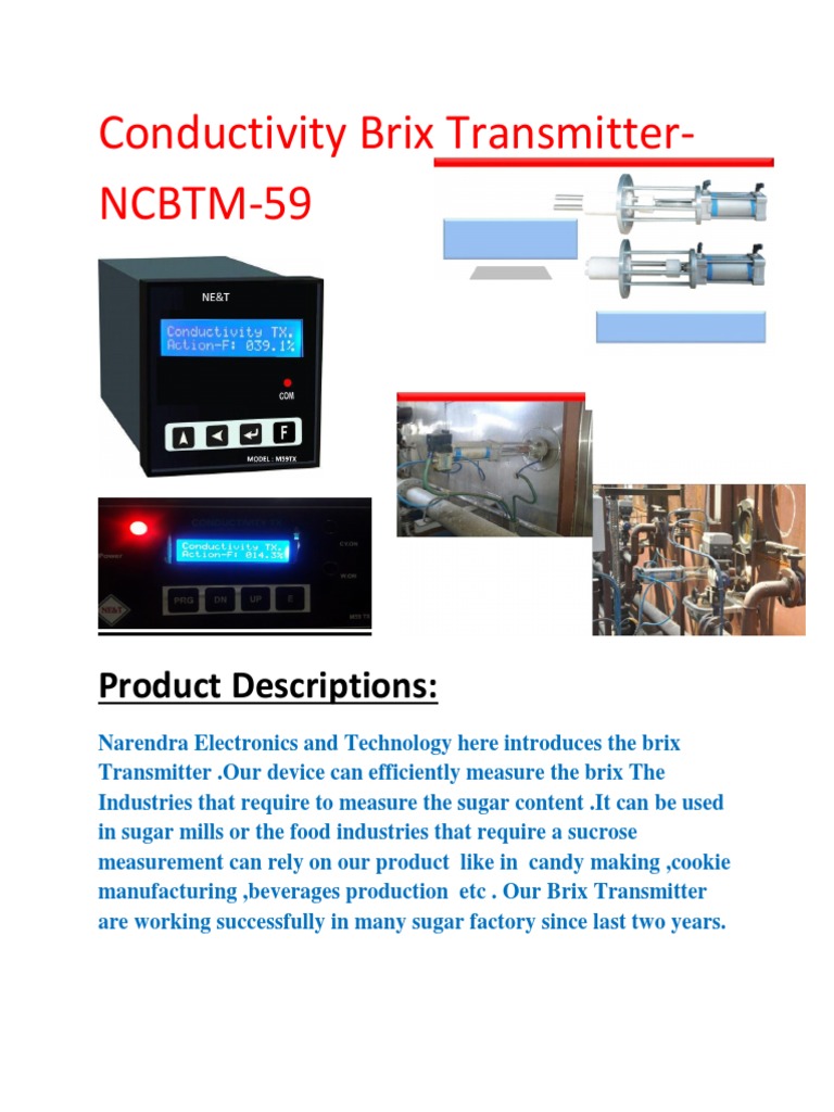 Conductivity Brix Transmitter-NCBTM-59: Product Descriptions | PDF ...