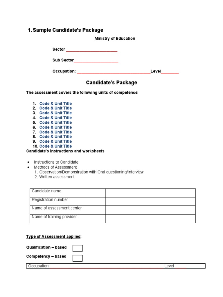 Sample Candidate's Package | PDF | Specification (Technical Standard ...