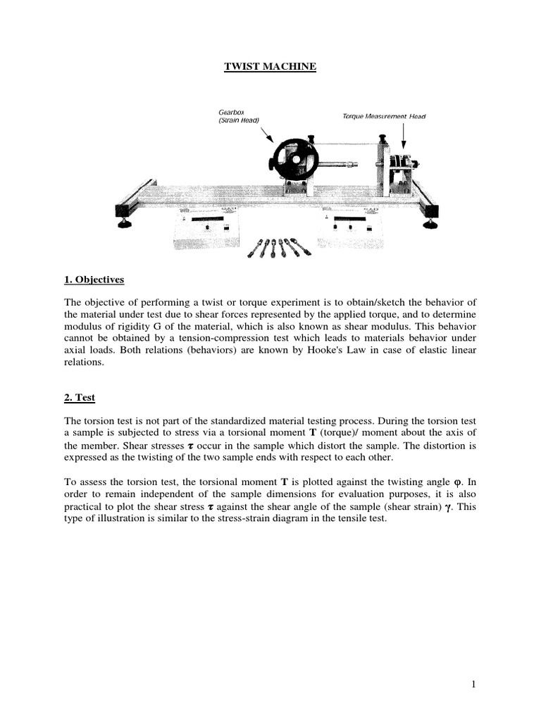 Twist Test-Manual | PDF | Young's Modulus | Shear Stress