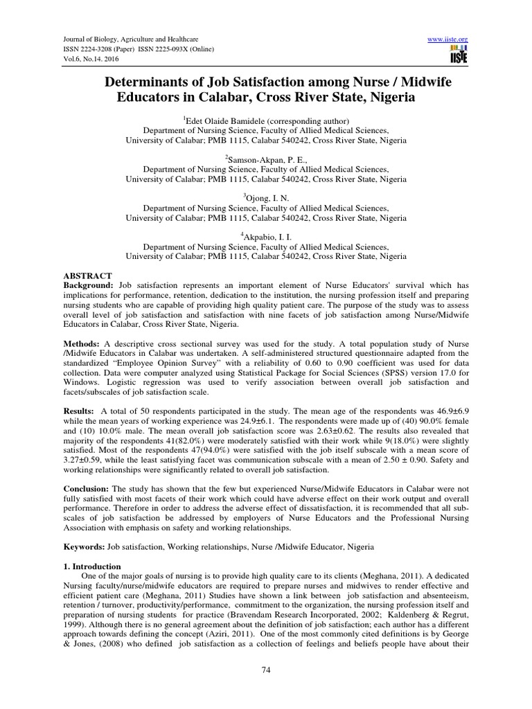 Determinants of Job Satisfaction Among N | PDF | Job Satisfaction | Nursing