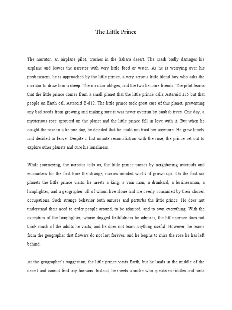 The Narrator | PDF | The Little Prince