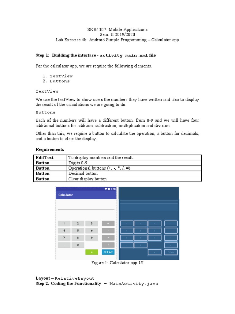 Lab 4b - Simple Calculator App | PDF | Mobile App | Software Engineering