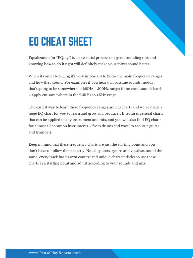 EQ Cheat Sheet PDF | PDF | Equalization (Audio) | Hertz