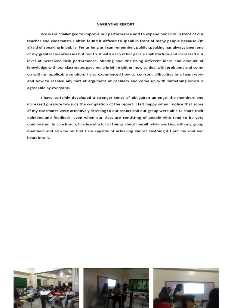 Narrative Report and Documentation | PDF