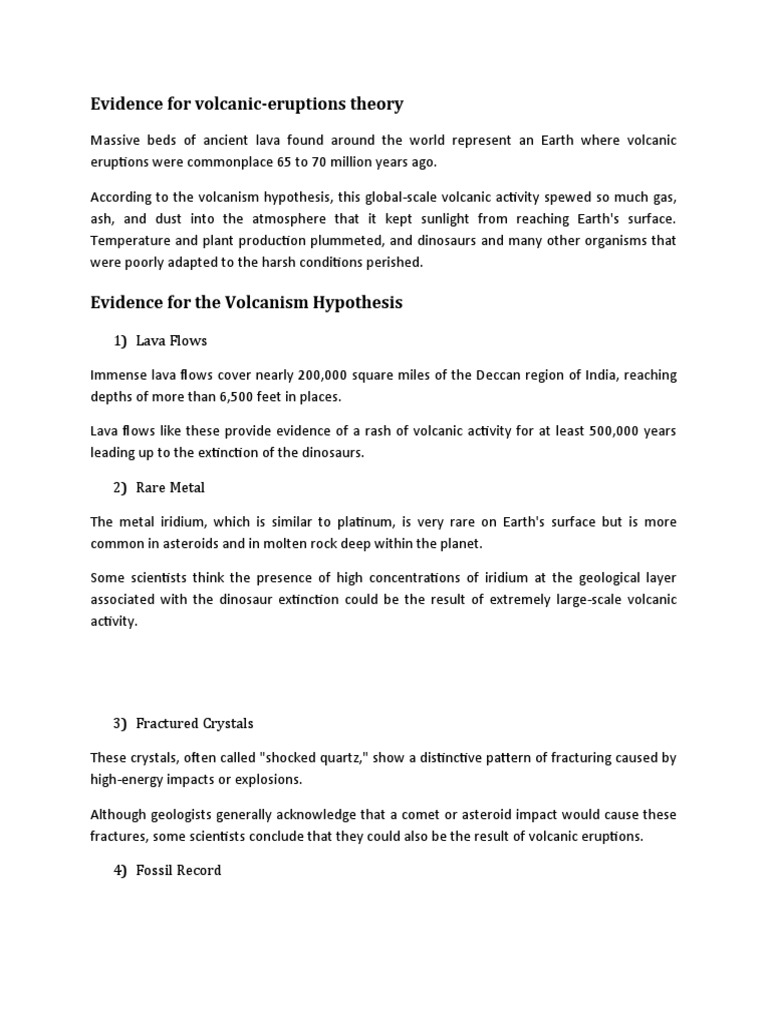 Evidence for Volcanic Eruptions Theory | PDF | Social Science | Science ...