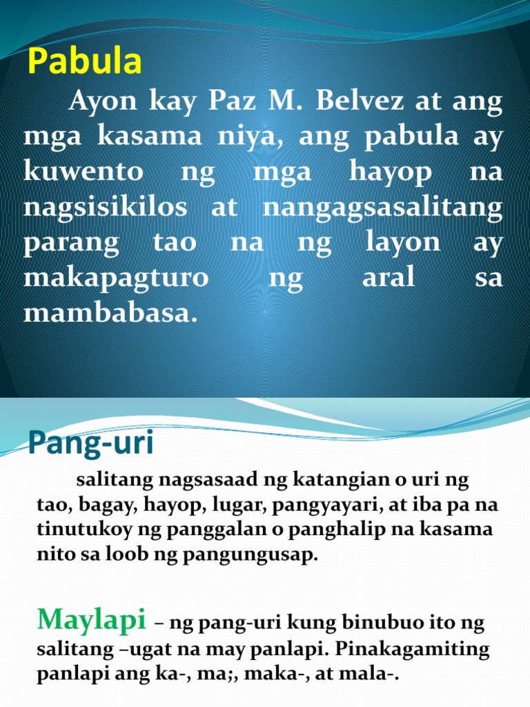 Pabula & Pang-Uri Grade 7 | PDF