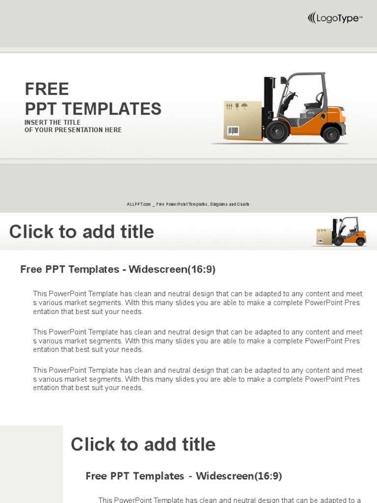 Forklift in A Warehouse PowerPoint Templates Widescreen | PDF