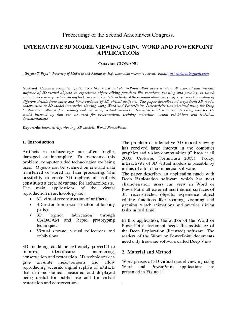 Interactive 3D Model Viewing Using Word and Powerpoint Applications ...