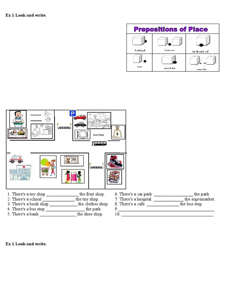 Places in Town and Prepositions - 53669 | PDF