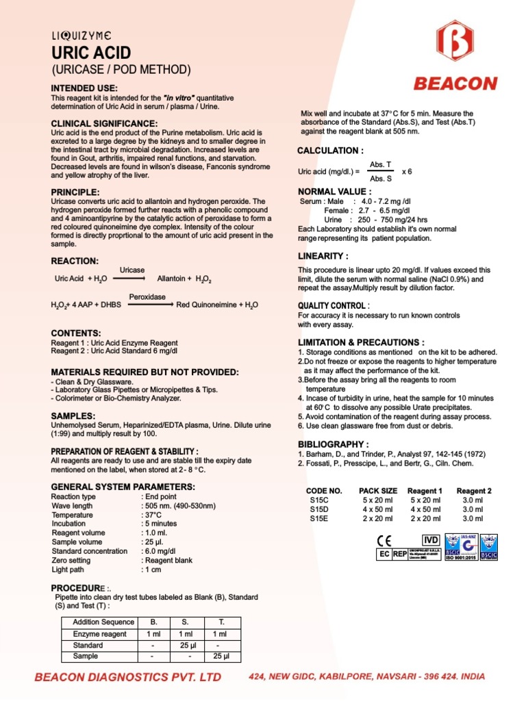 Uric Acid: (Uricase / Pod Method) | PDF | Renal Function | Chemistry
