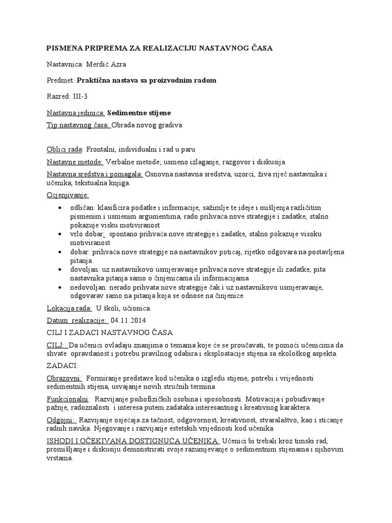 Pismena Priprema Za Cas - 3 | PDF