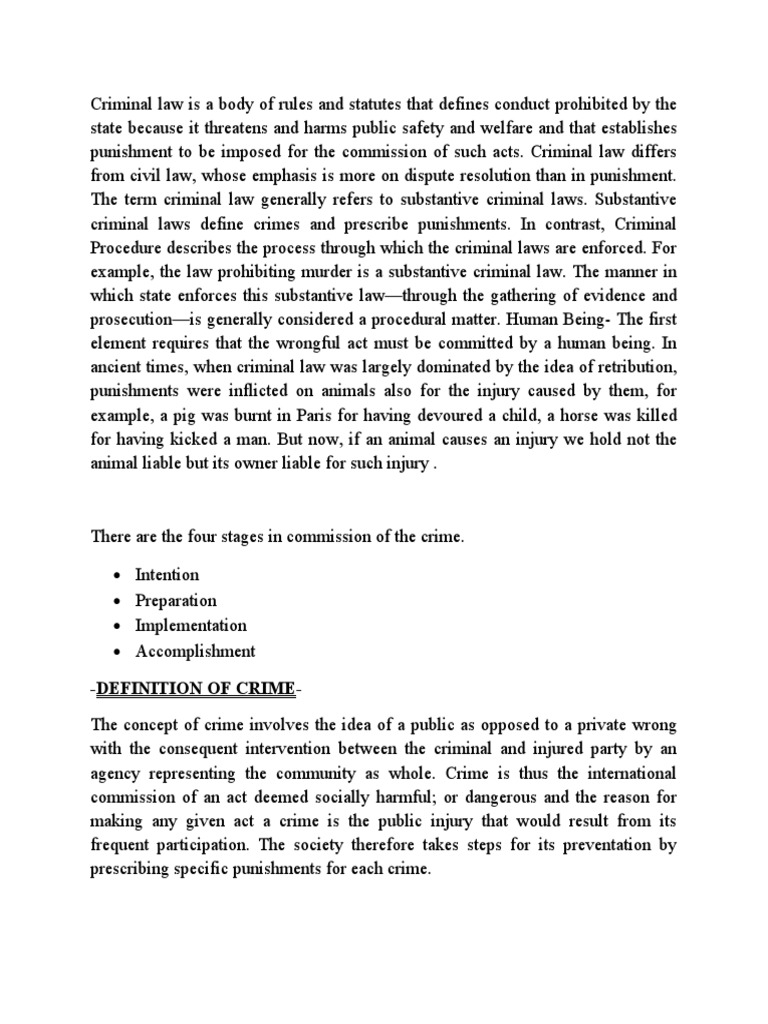 Stages of Crime | PDF | Criminal Law | Intention (Criminal Law)