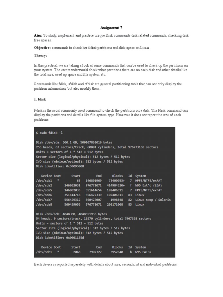 Objective: Commands To Check Hard Disk Partitions and Disk Space On ...
