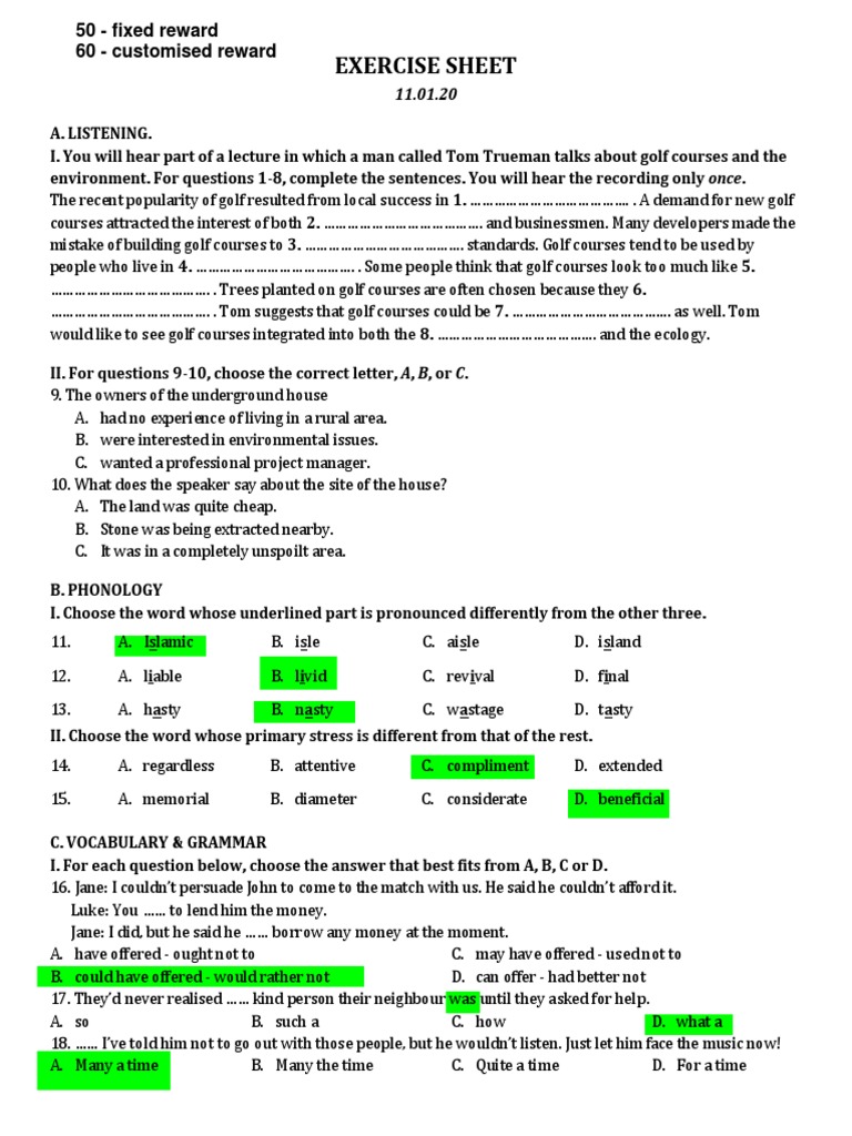 Exercise Sheet | PDF
