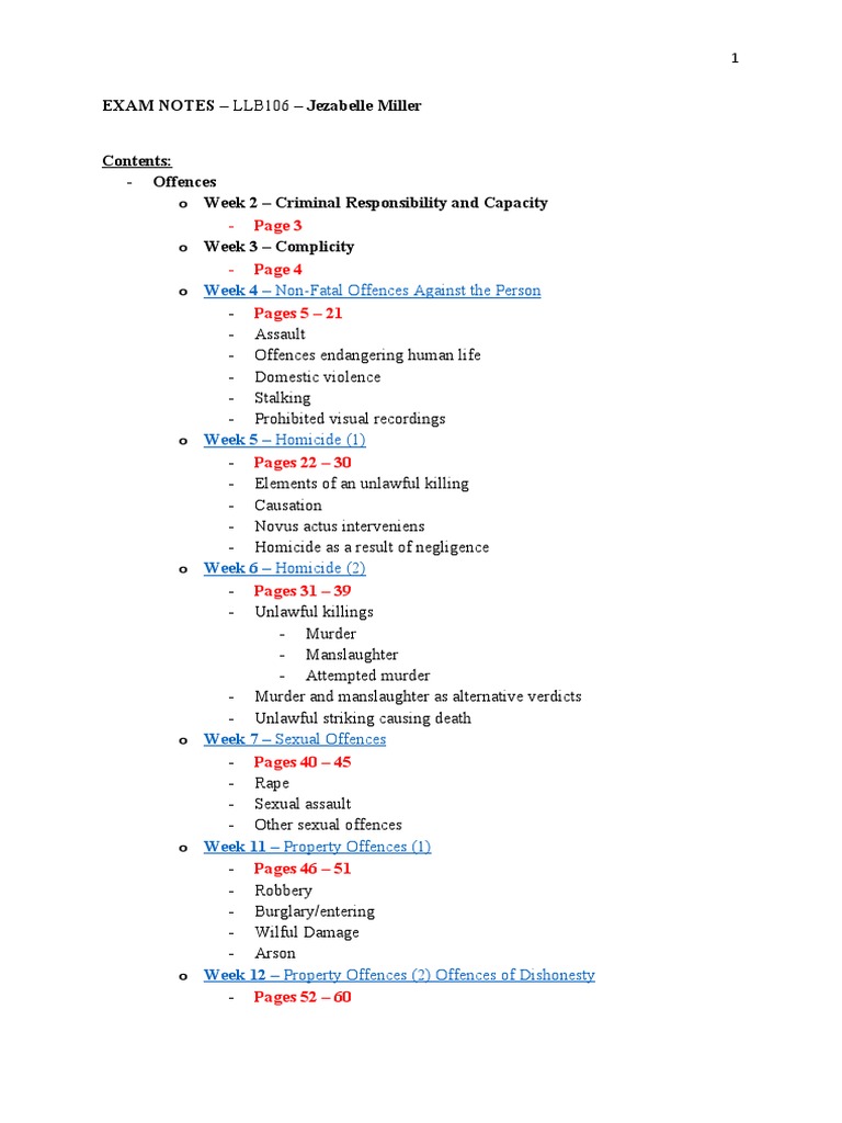 Exam Notes | PDF | Assault | Stalking