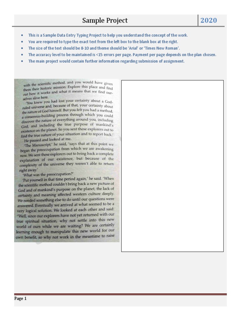 Data Entry Typing Project Guide | PDF