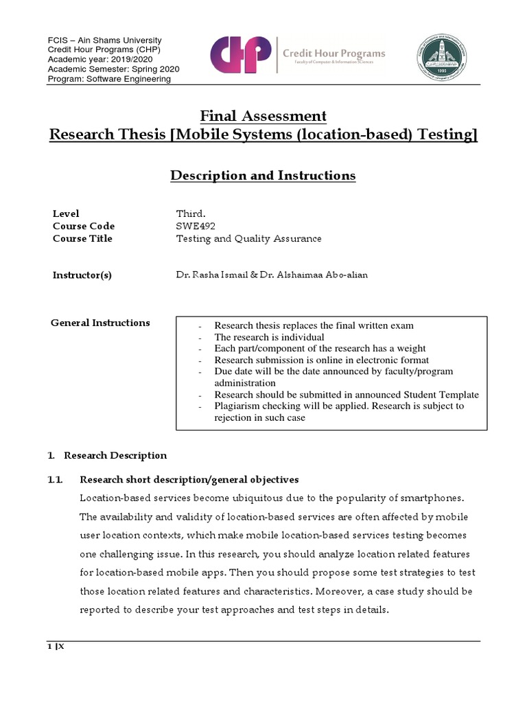 Final Assessment Research Thesis (Mobile Systems (Location-Based ...