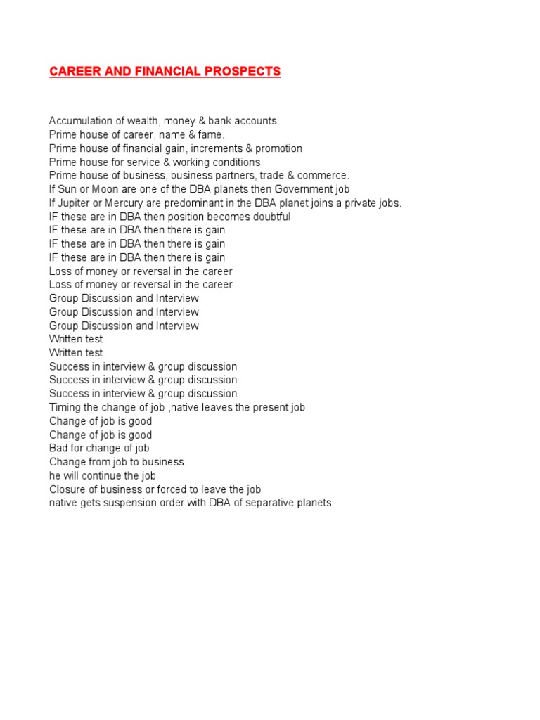 Career and Financial Prospects | PDF