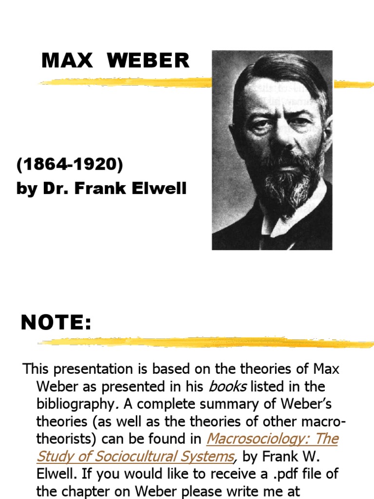 Weber Max Social Theory by Frank Elwell PDF | PDF | Max Weber | Bureaucracy