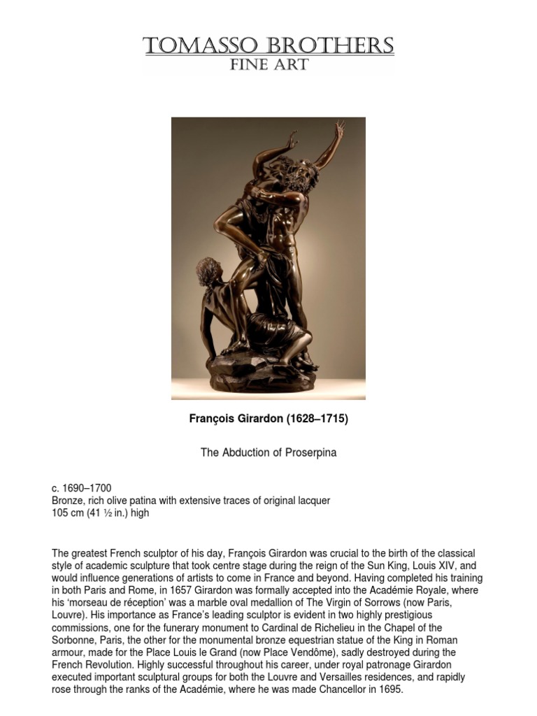 François Girardon (1628-1715) : The Abduction of Proserpina | PDF ...