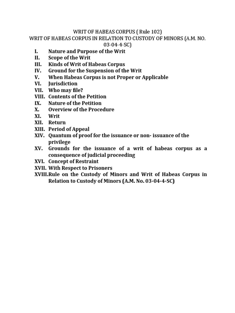 Writ of Habes Corpus | PDF | Habeas Corpus | Bail